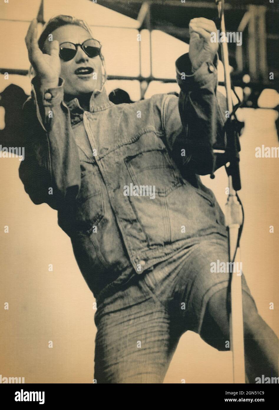 English musician Gordon Summer AKA Sting at a concert, 1989 Stock Photo ...