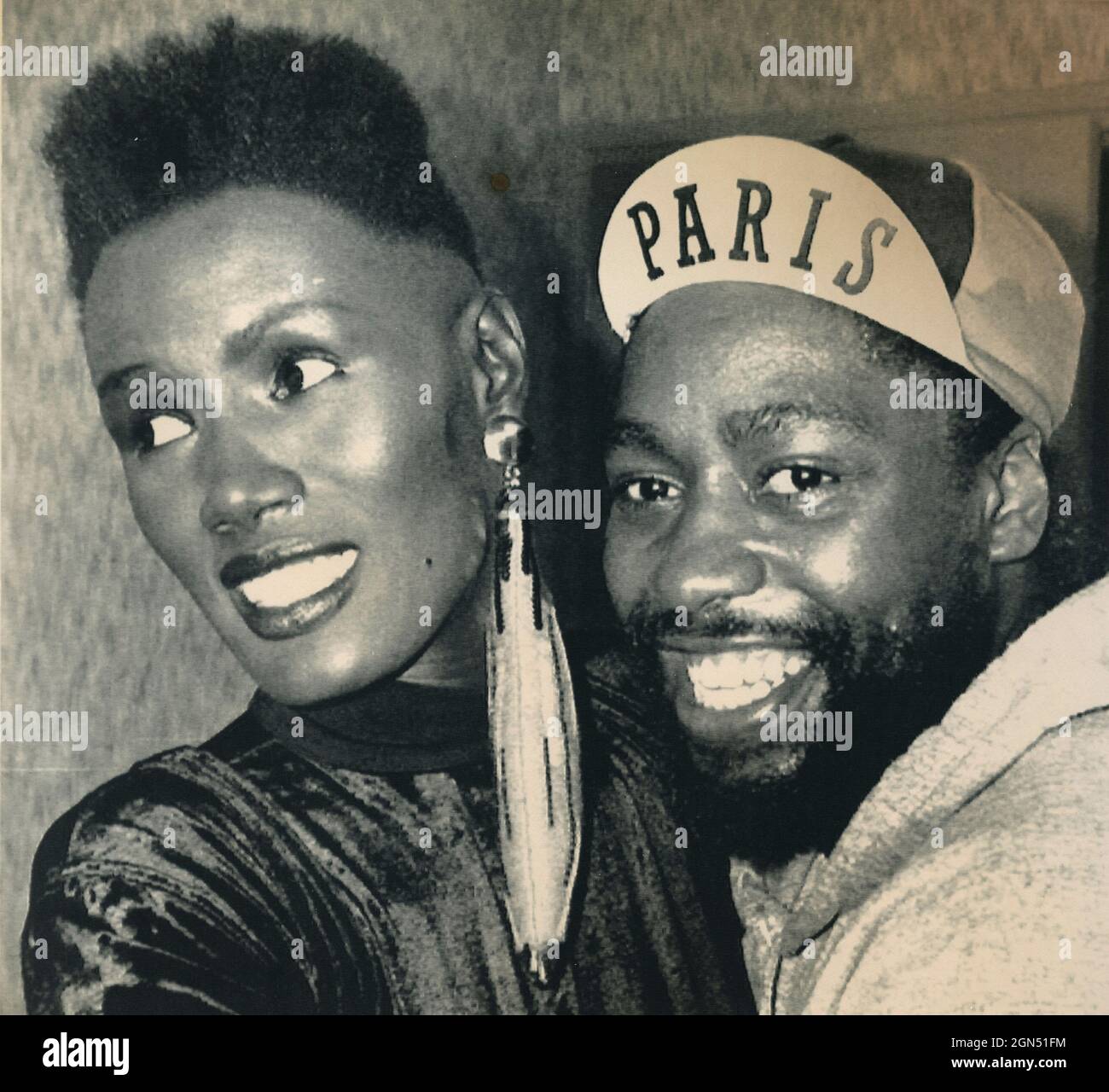 Jamaican American model and singer Grace Jones and American fashion ...