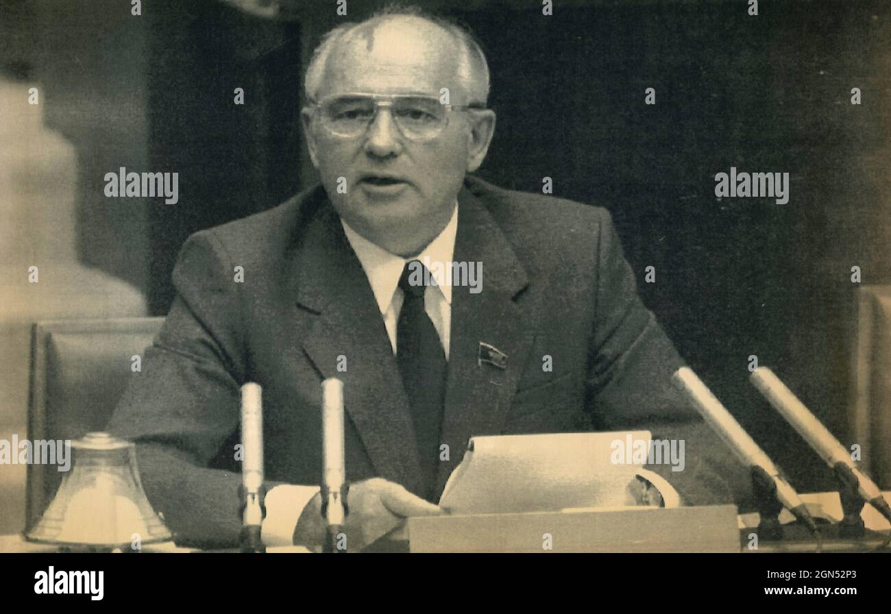 Russian politician and President of the Soviet Union Mikhail Gorbachev ...