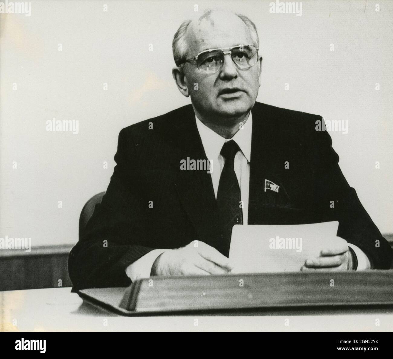 Russian politician and President of the Soviet Union Mikhail Gorbachev ...