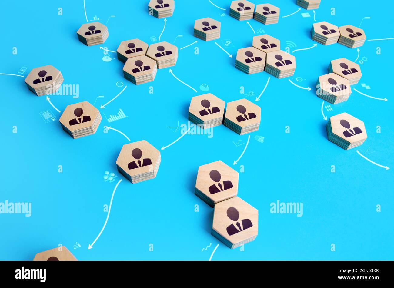 People and work together on a project. Delegation of responsibilities ...