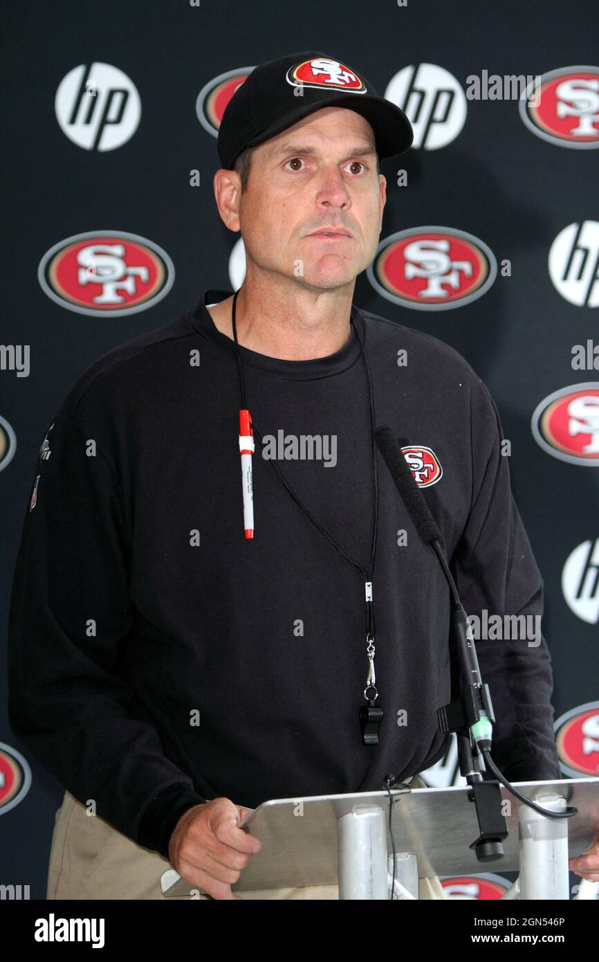 Watford, Hertfordshire, England. Head Coach - Jim Harbaugh at the photo ...