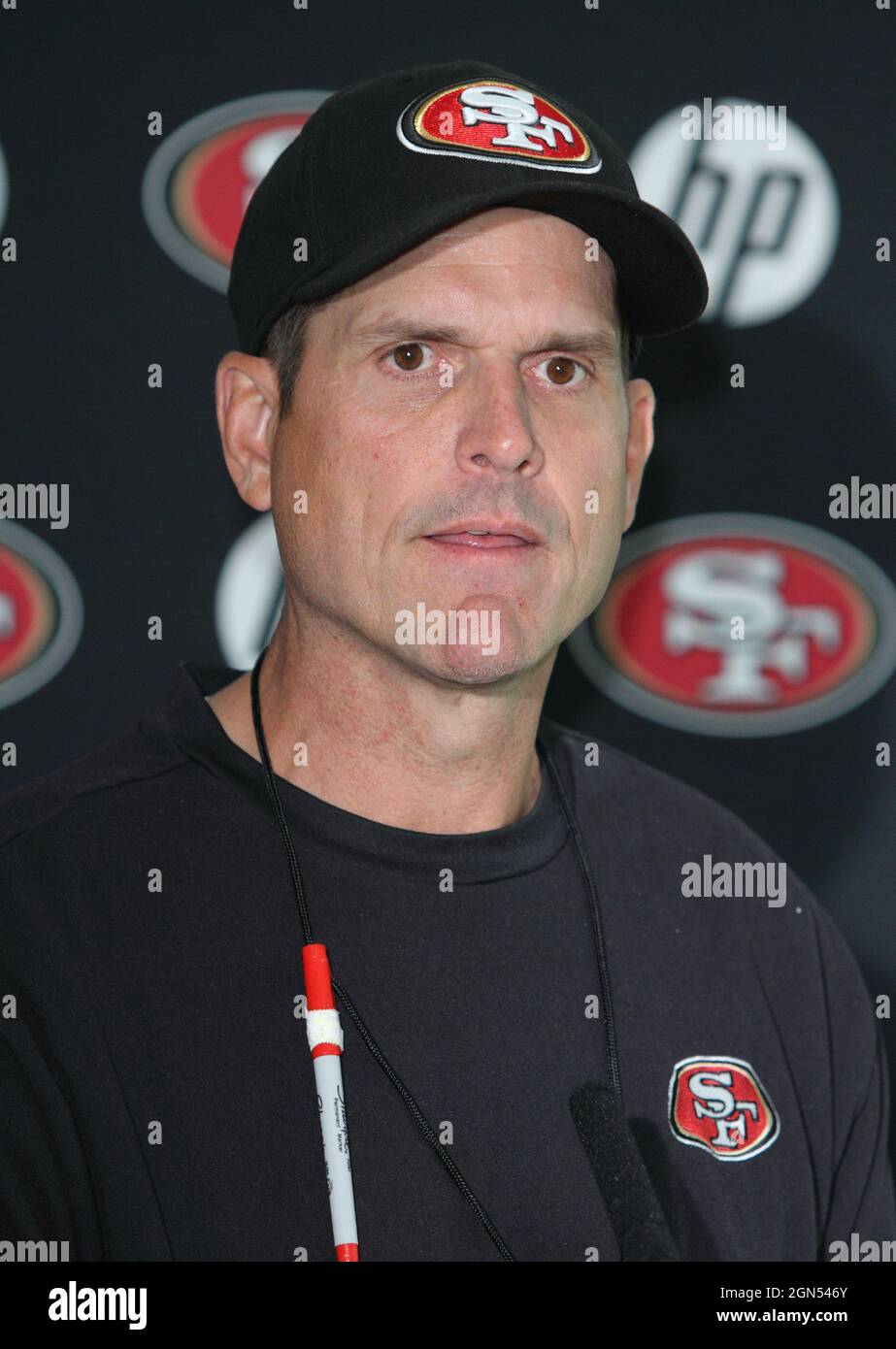 Watford, Hertfordshire, England. Head Coach - Jim Harbaugh at the photo ...