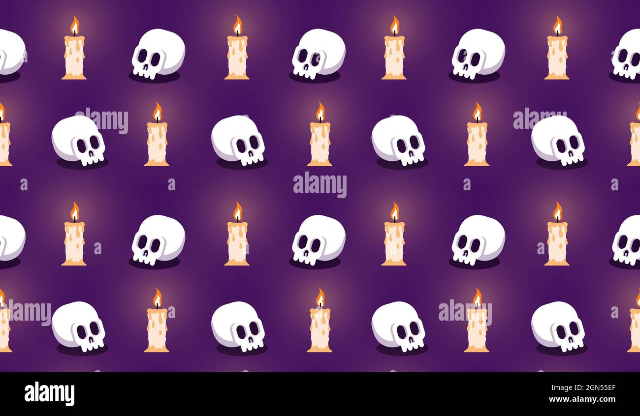 Skull with candle seamless halloween pattern Stock Vector Image & Art ...