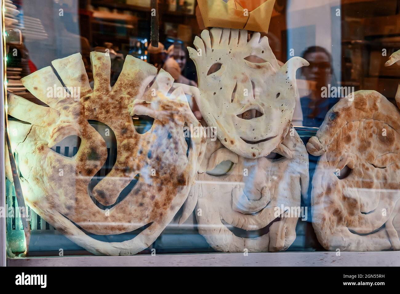 Venice, Italy September 4, 2018 Funny smiling pizza basics in the ...
