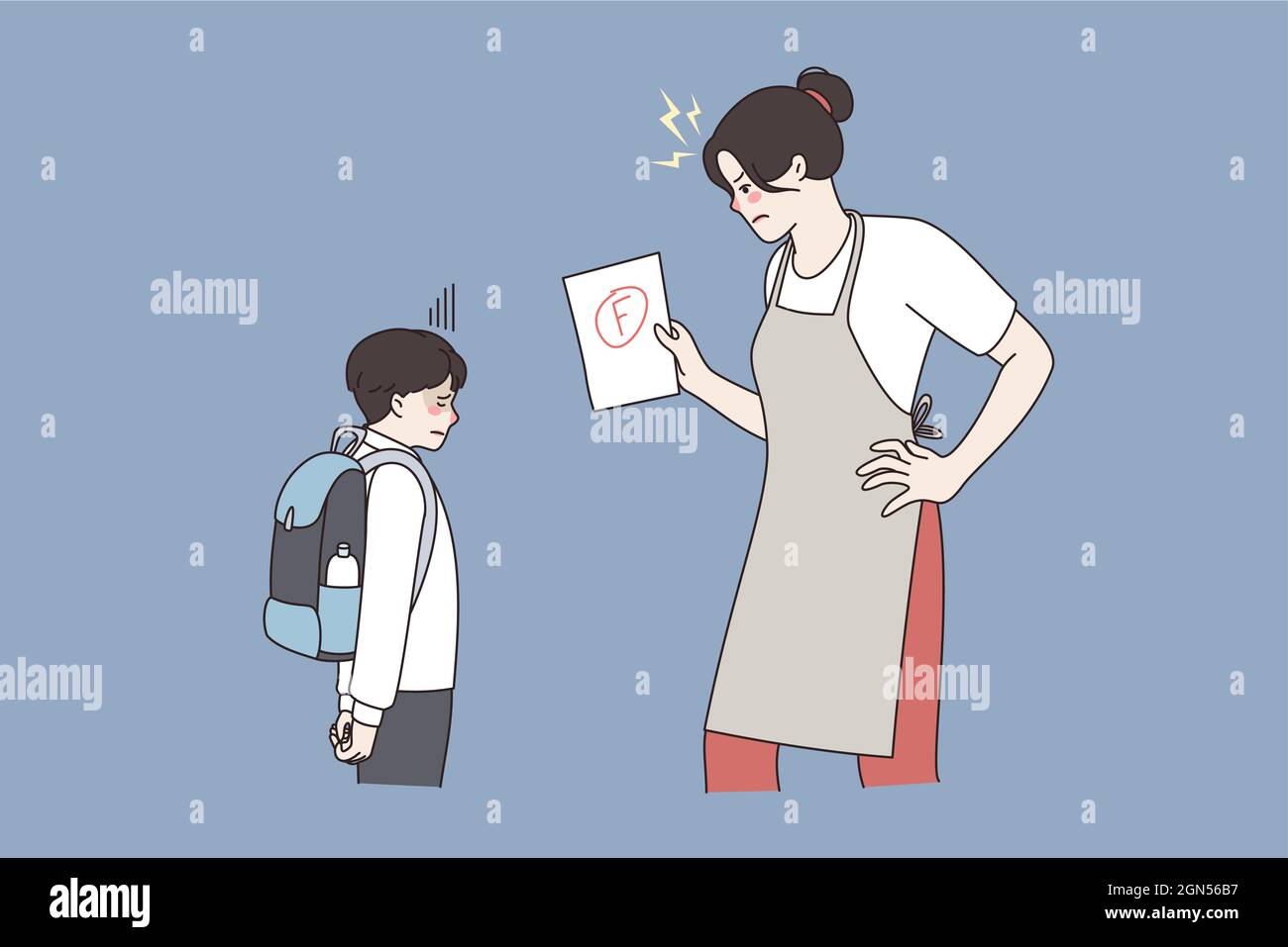 Anger and relations between parent and child concept. Angry woman ...