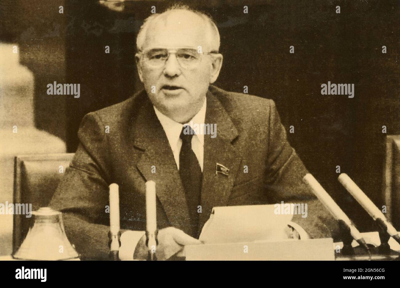 Russian politician and President of the Soviet Union Mikhail Gorbachev ...