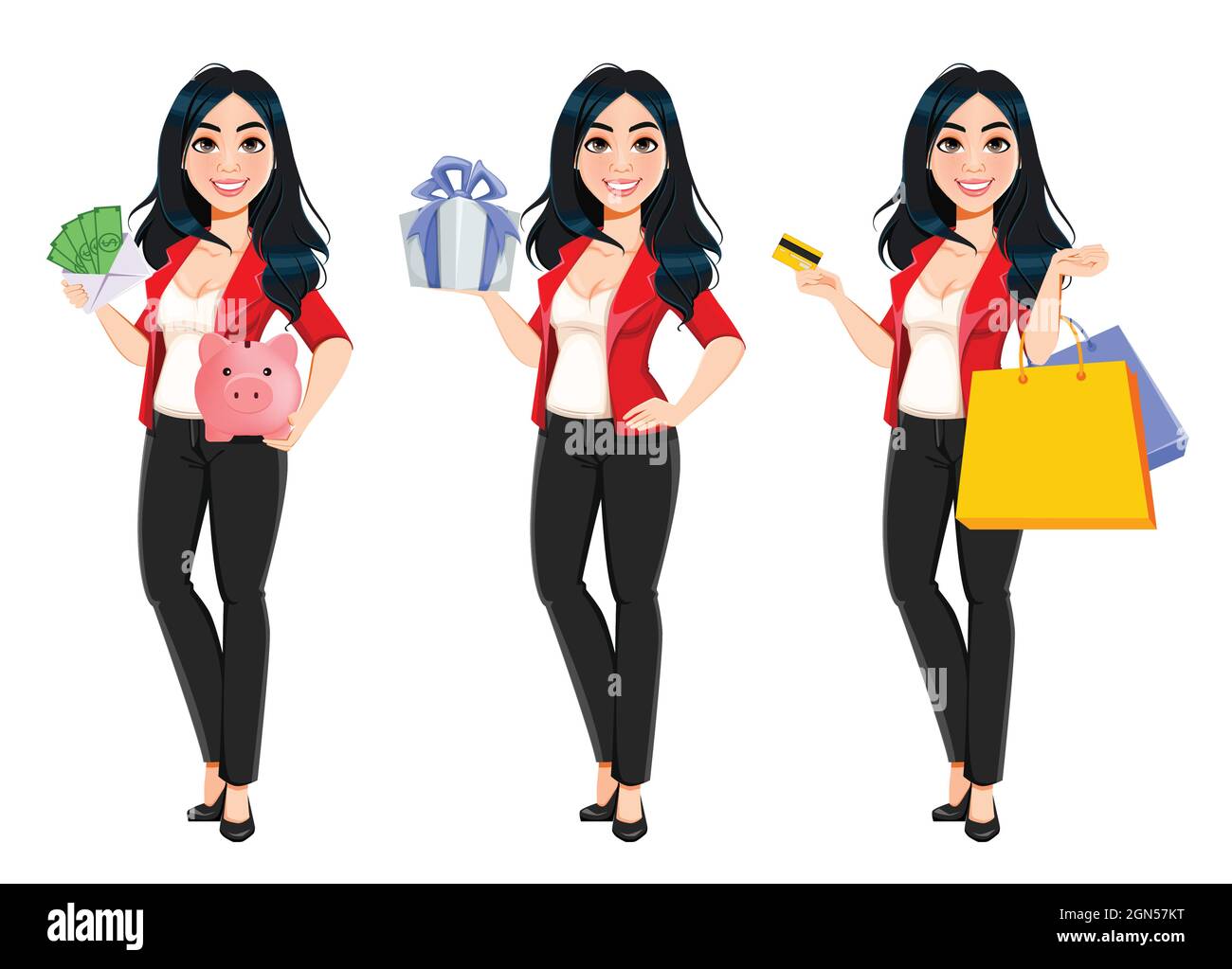 Business woman, manager, banker, beautiful successful girl, set of ...