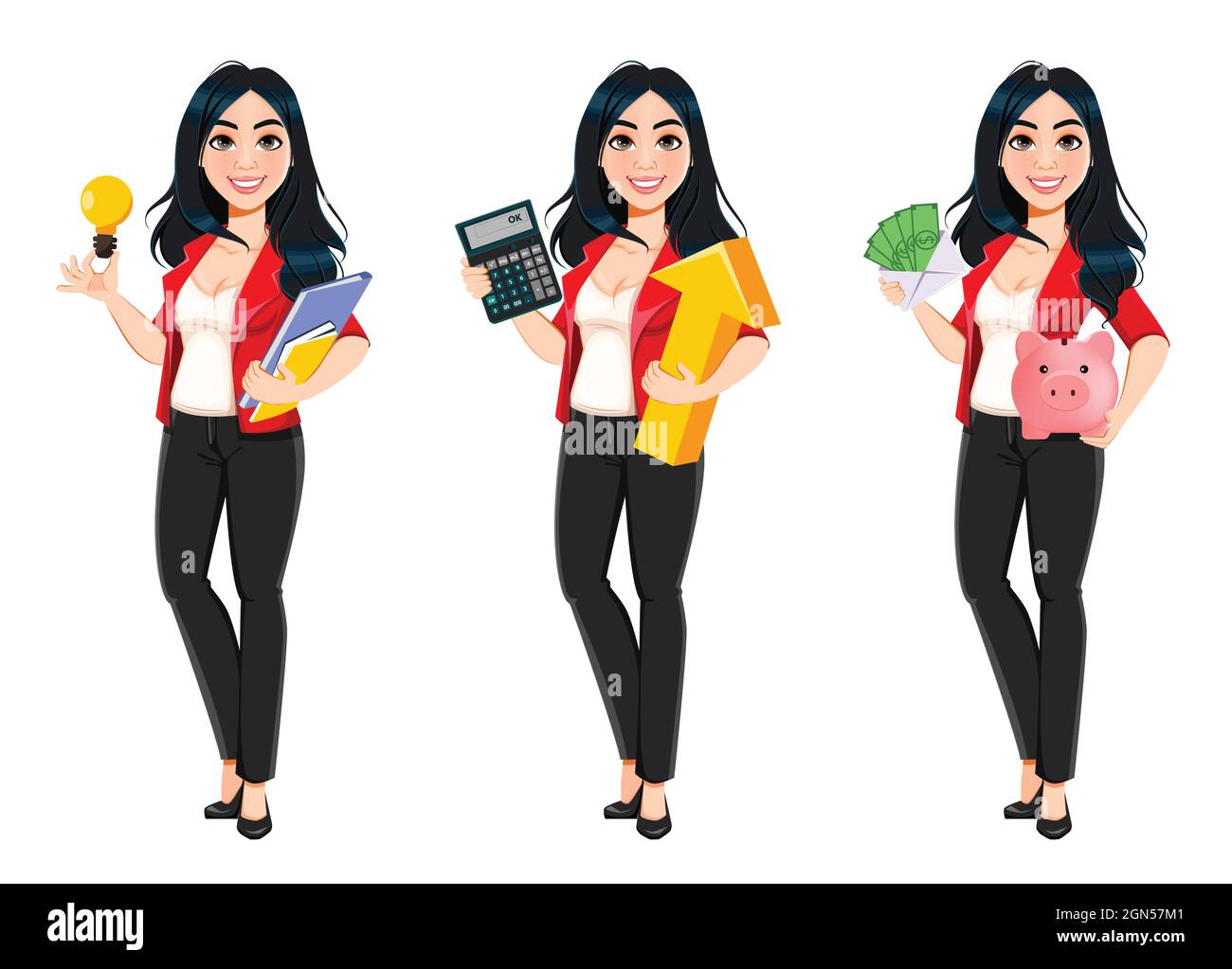 Business woman, manager, banker, beautiful successful girl, set of ...