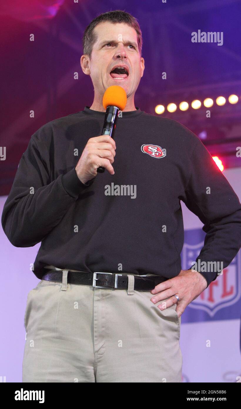 London. UK. Jim Harbaugh at the NFL (USA National Football League)Fan ...