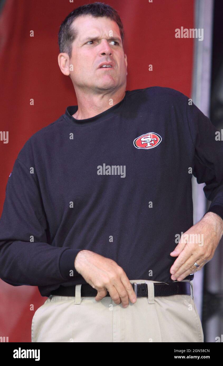 London. UK. Jim Harbaugh at the NFL (USA National Football League)Fan ...