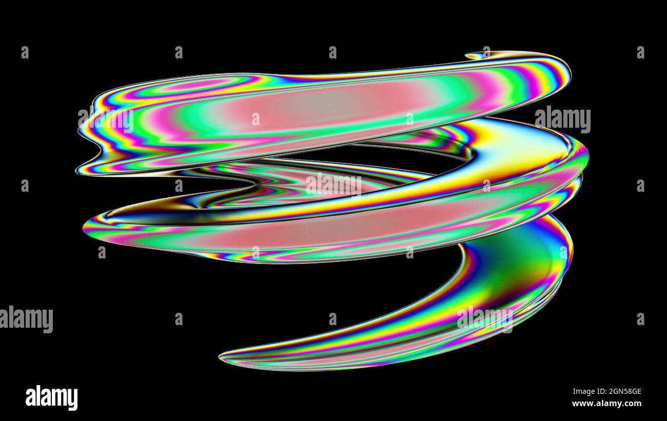 Bright spinning spiral in 3d render digital space. Graphic curved lines ...