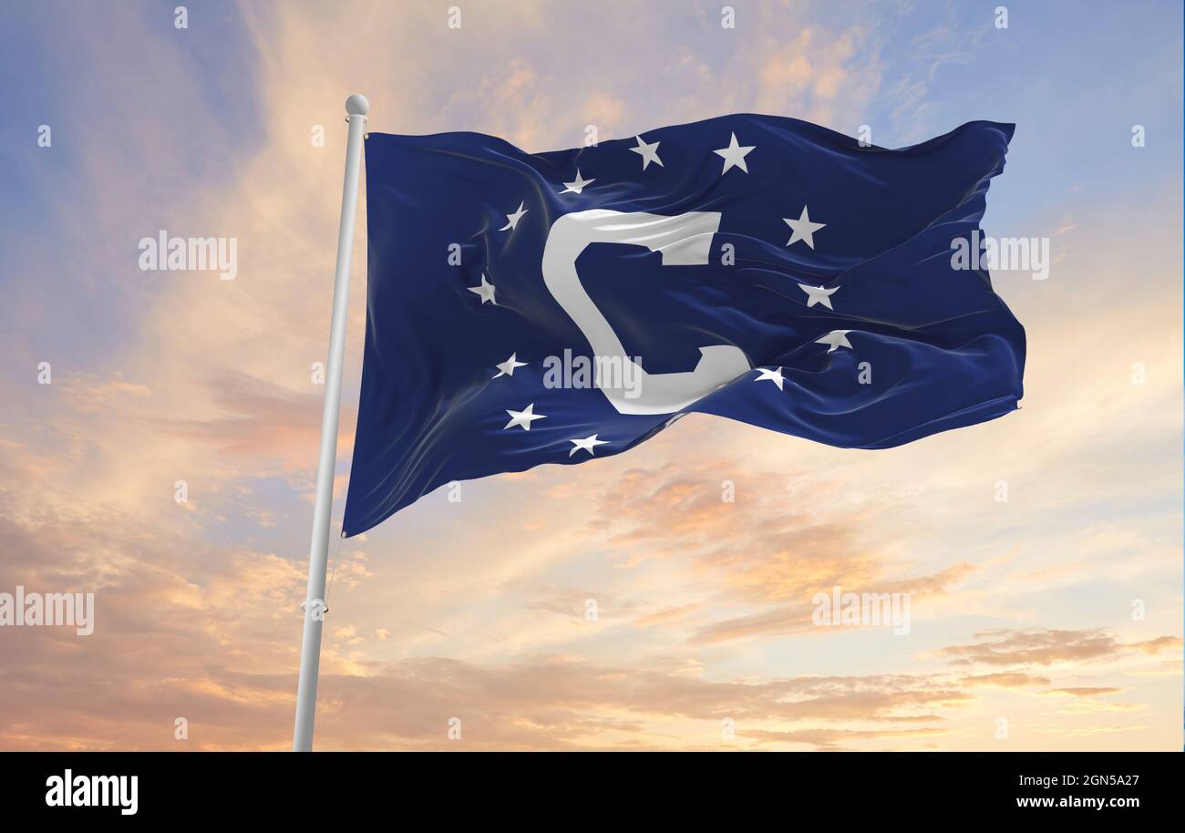 Minsk, Belarus - May, 2021: flag of United States Navy consular waving ...