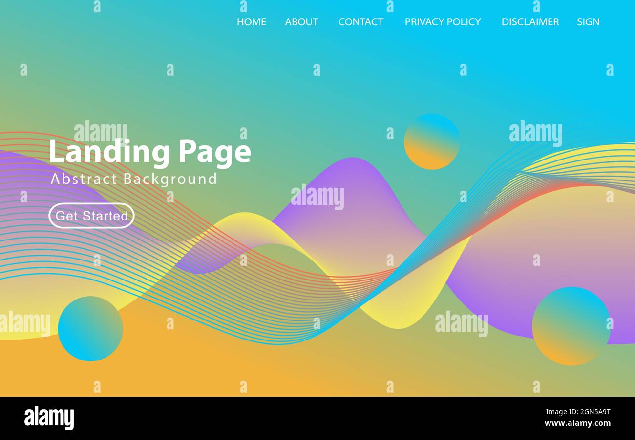 Landing page website mockup abstract background. Vivid bright gradient like fluid. Concept ...