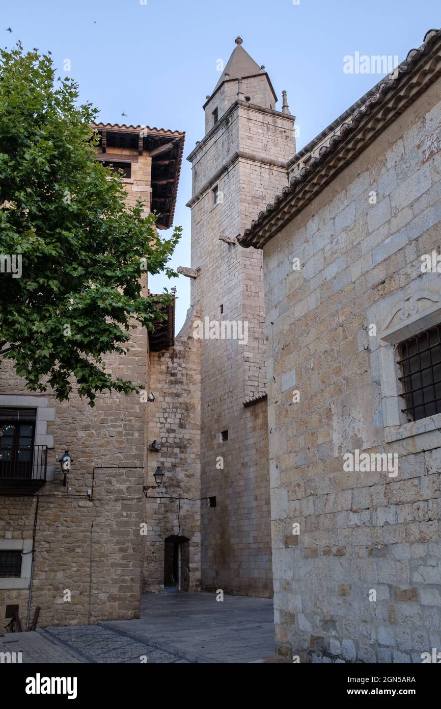 Medieval rock bell tower in a Church in Costa Brava Stock Photo - Alamy