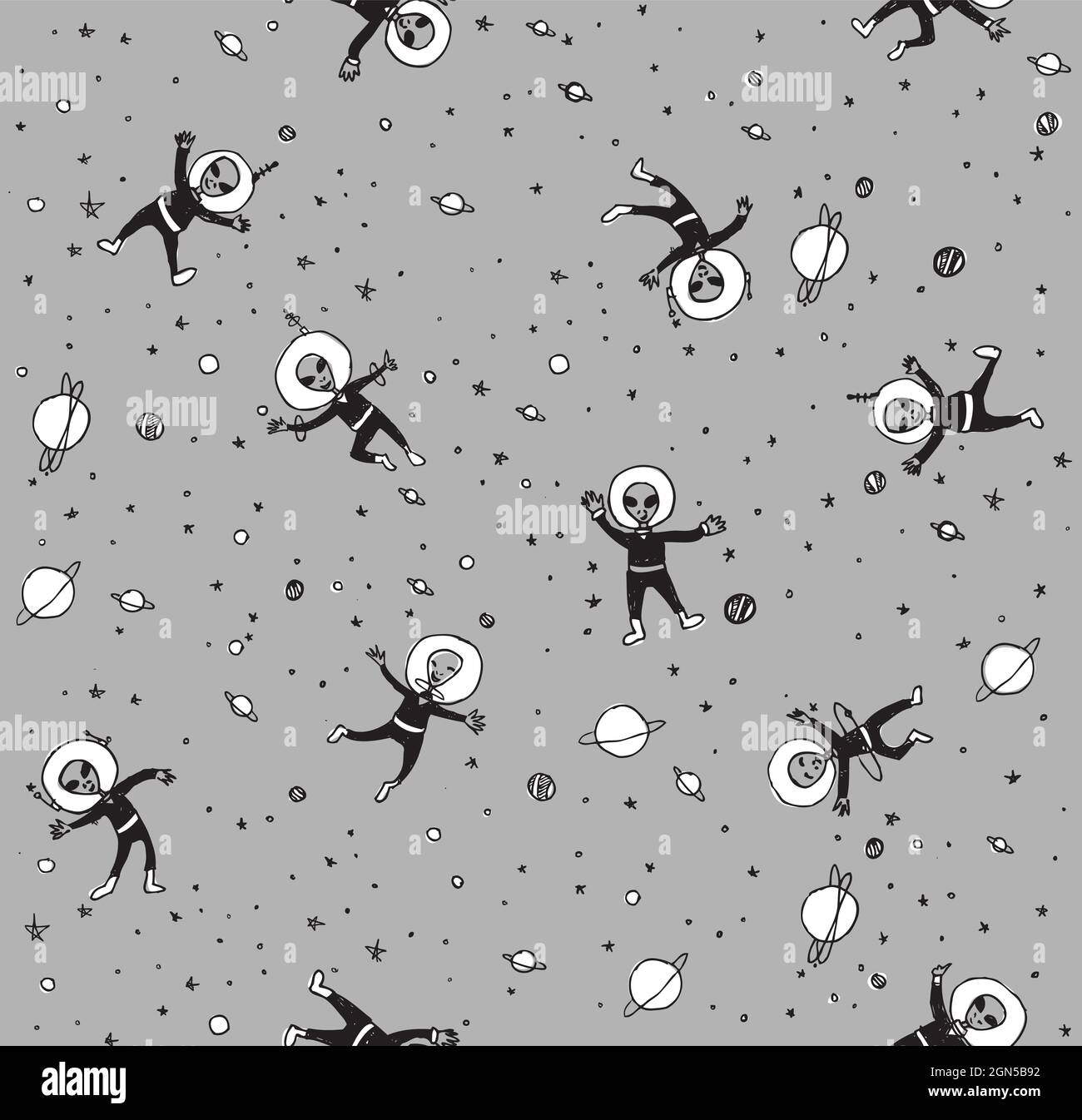 Alien Doodles Seamless Vector Pattern Stock Vector Image & Art - Alamy