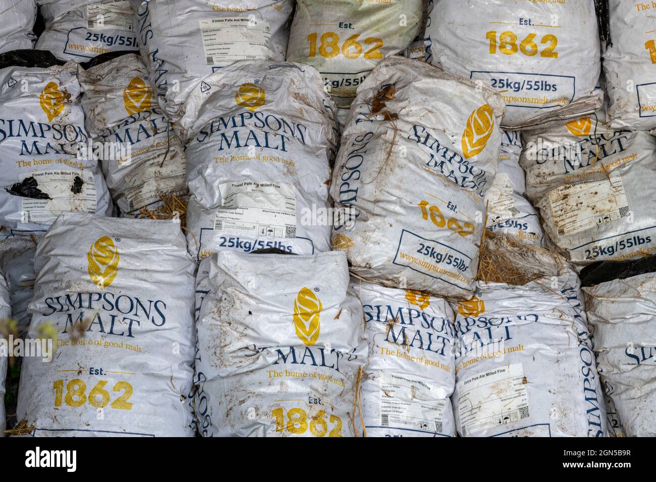 Bags of malt, Simpson’s malt, brewers, brewing, beers, whiskeys ...