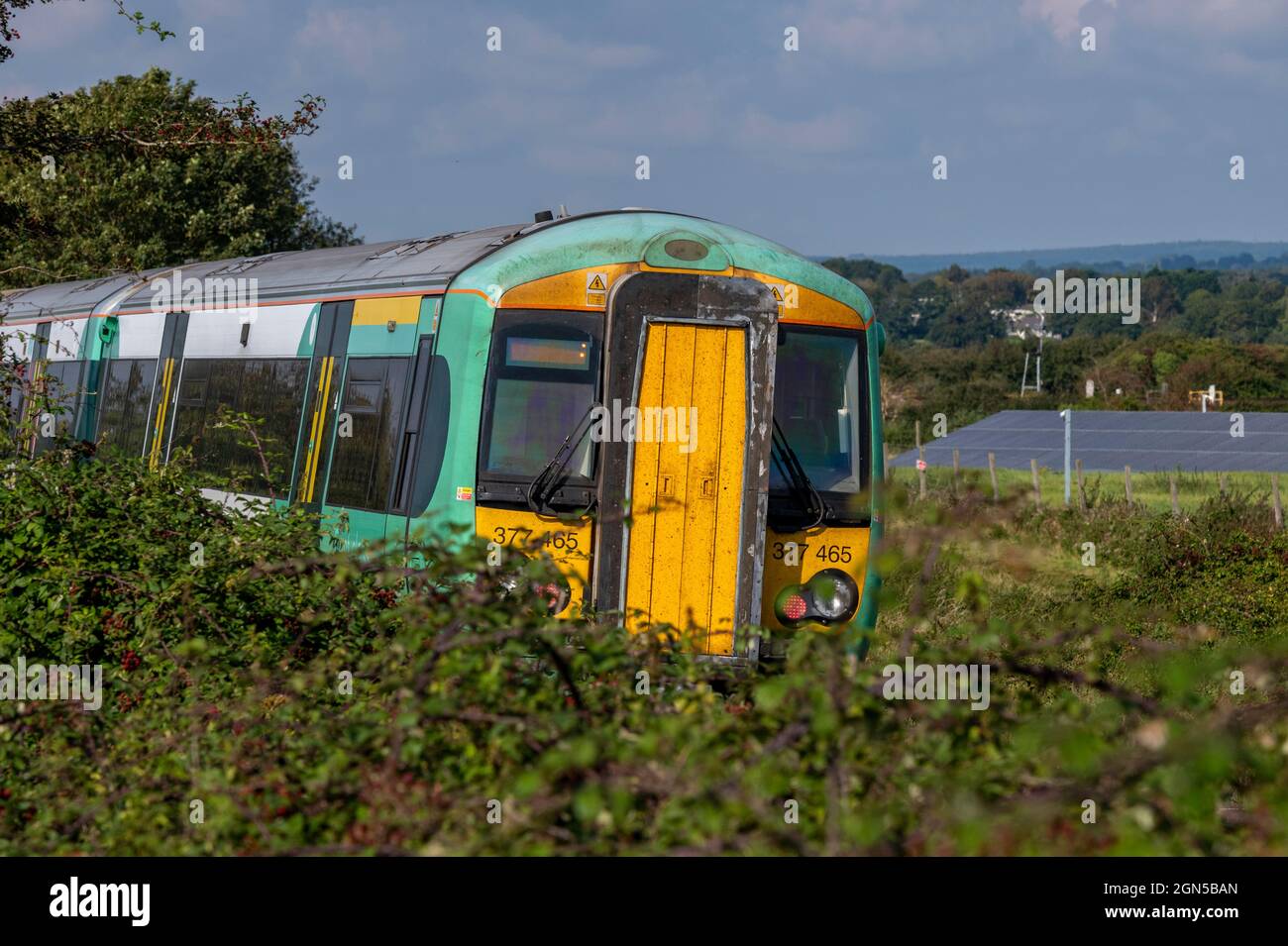 Southern railway, train, countryside, West Sussex, travelling by rail ...