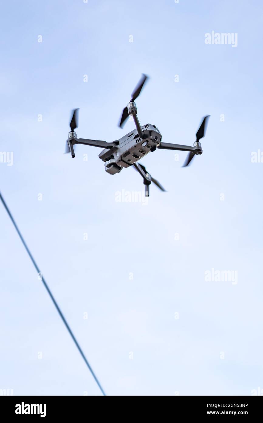 Drone fly power line hi-res stock photography and images - Alamy