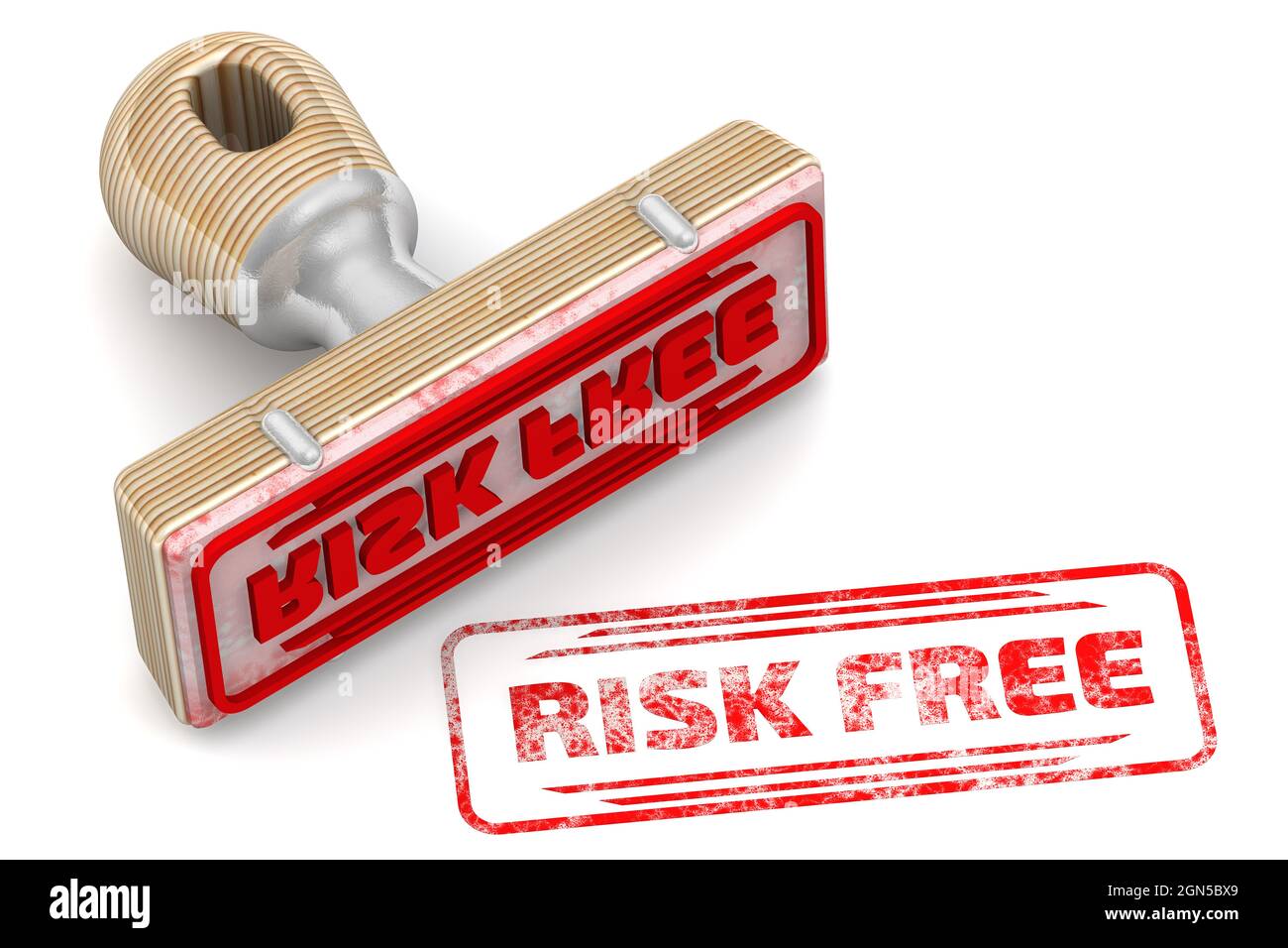 Risk free. The stamp and an imprint. White stamp and red imprint RISK ...