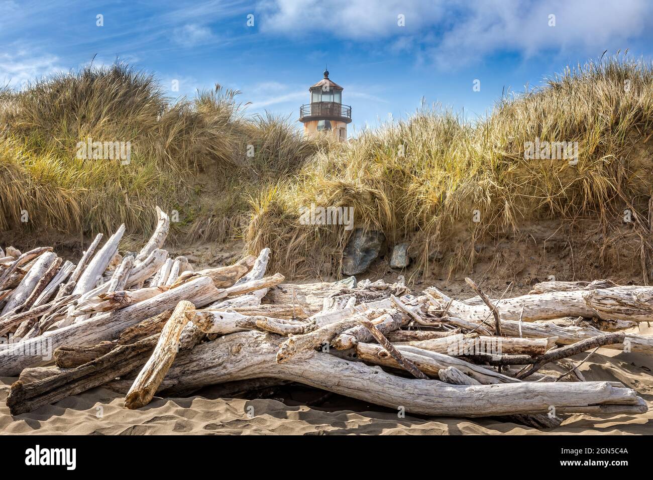 The historic Coquille River Lighthouse, Bandon Oregon USA Stock Photo ...