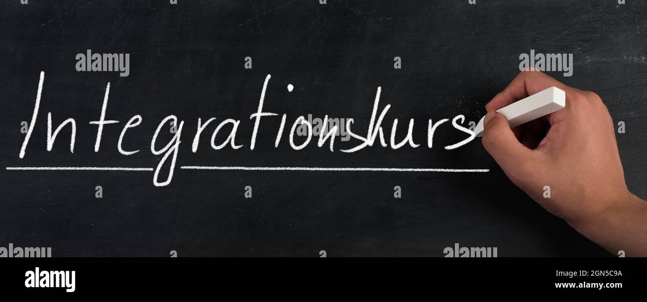 The words integration course are standing in the german language on a ...
