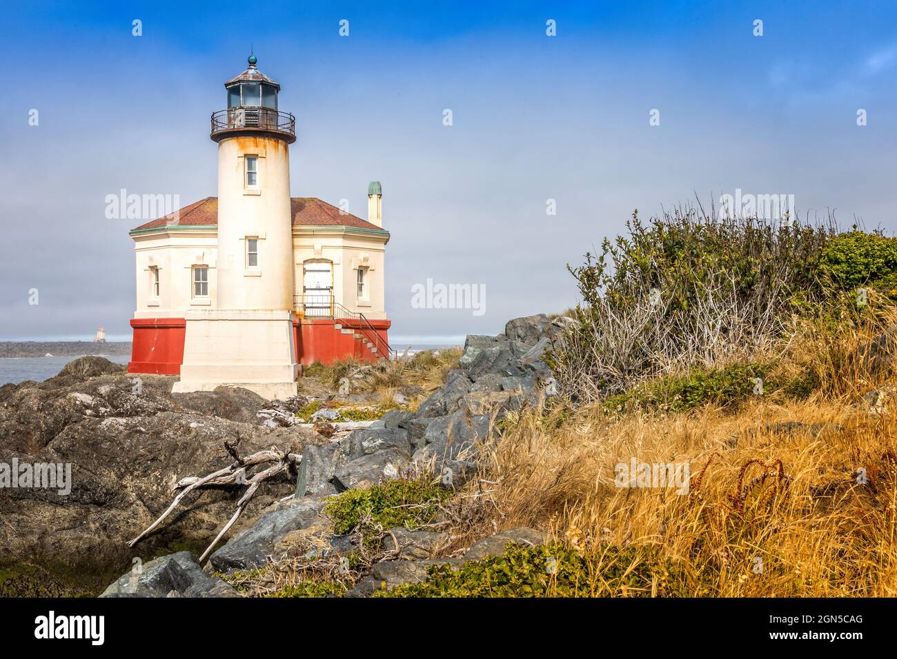 The historic Coquille River Lighthouse, Bandon Oregon USA Stock Photo ...