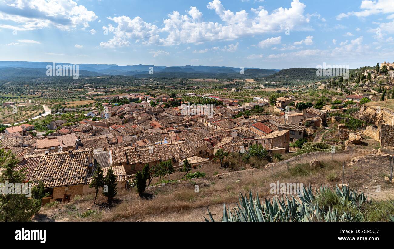 Landscape of the whole village La Fresnada Stock Photo - Alamy
