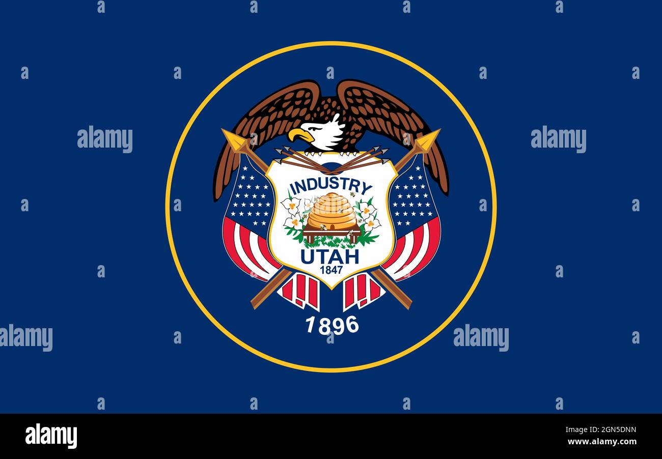 Top view of flag of Utah, no flagpole. Plane design, layout. Flag ...
