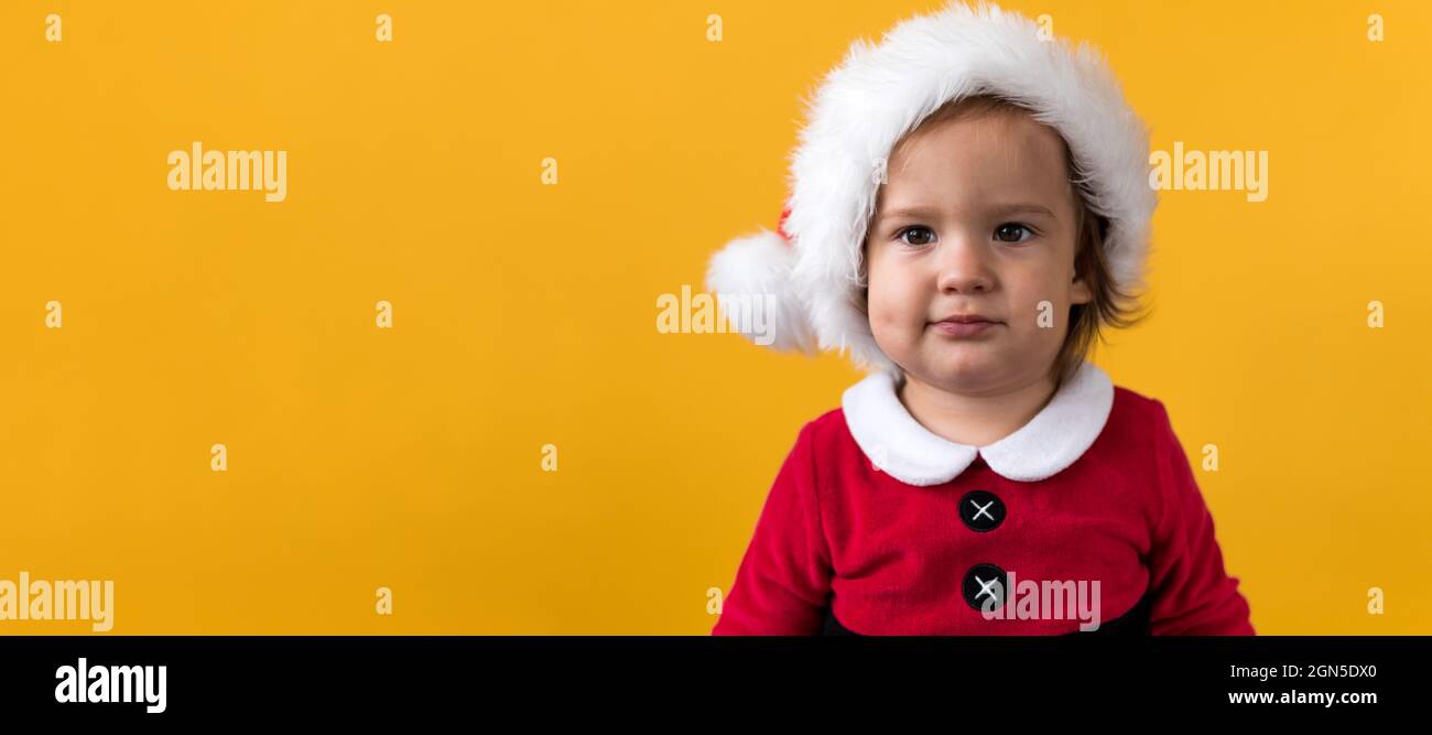 Banner Portraite Cute Happy Cheerful Chubby Baby Girl in Santa Suit ...