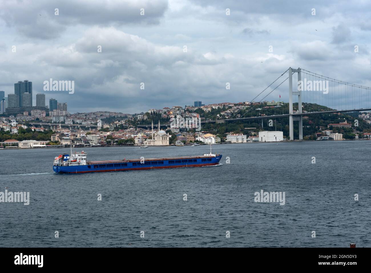 Istanbul, Turkey. September 21st 2021 A commercial container ship ...
