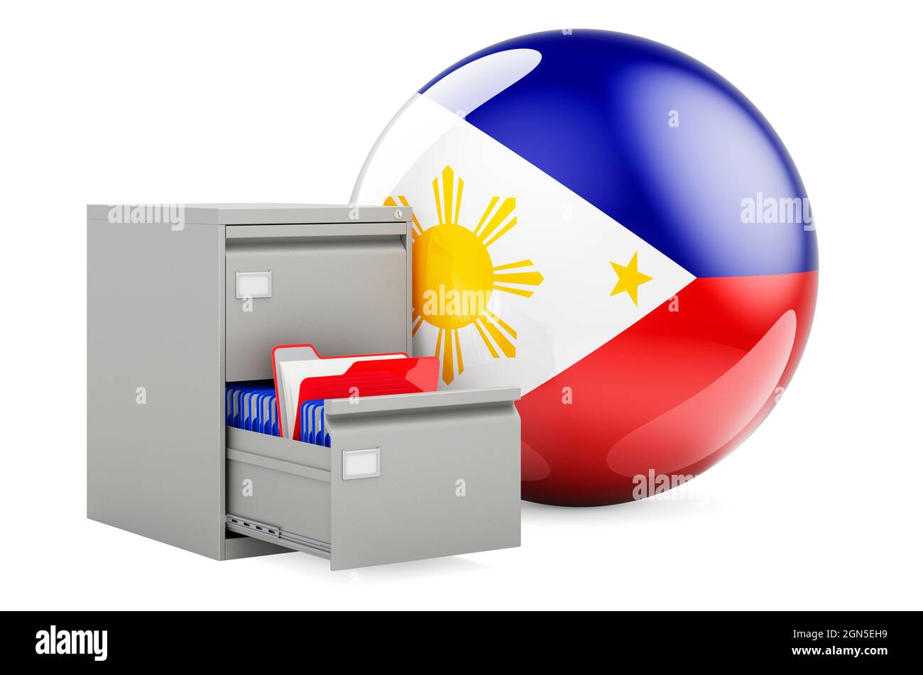 Database in Philippines, concept. Folders in filing cabinet with ...