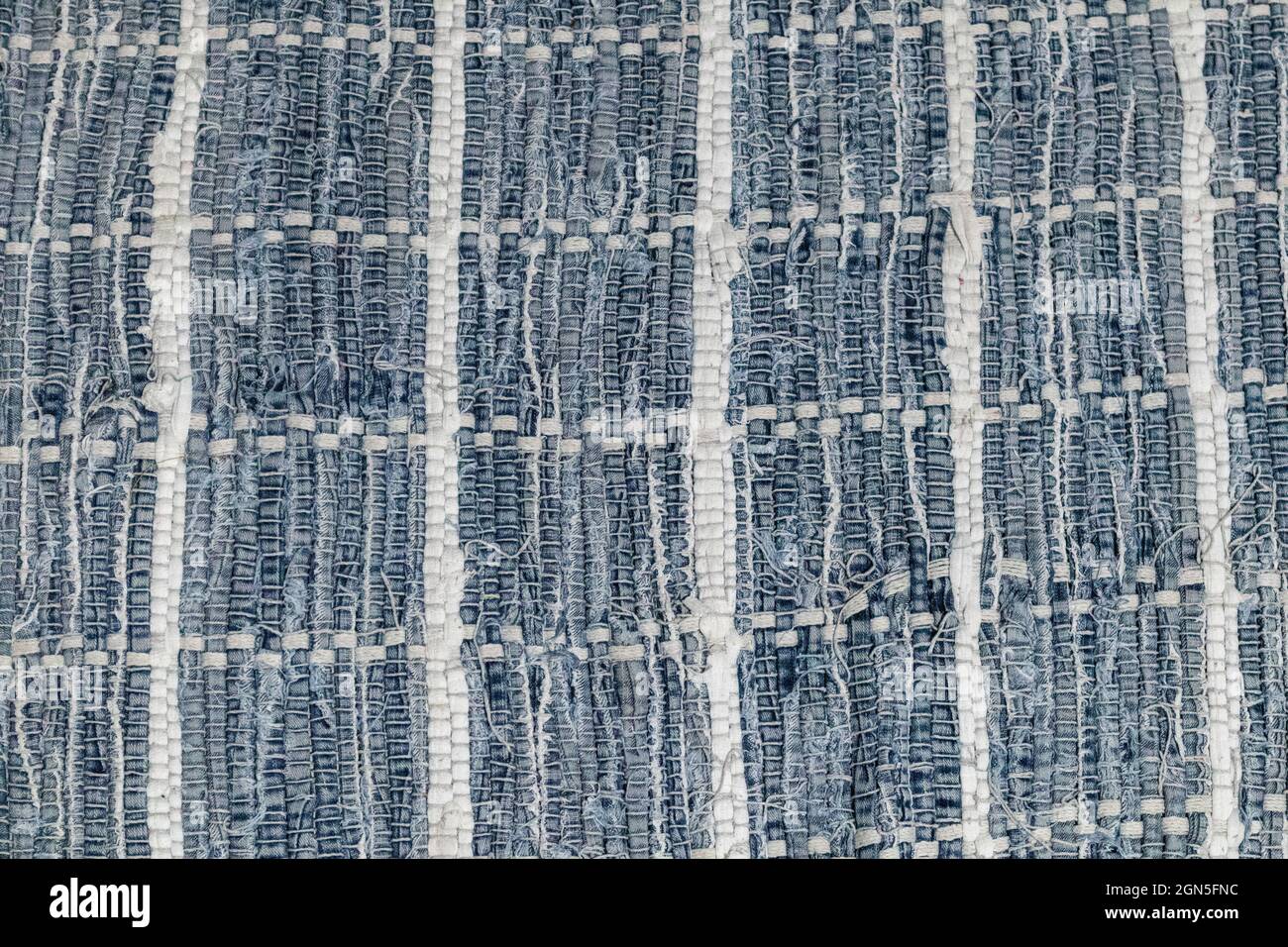 Blue and white old checked fabric close-up pattern. Greek ...