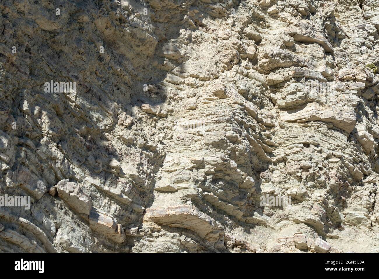 White layered rocks texture, geology close-up, coast of Lefkada island ...