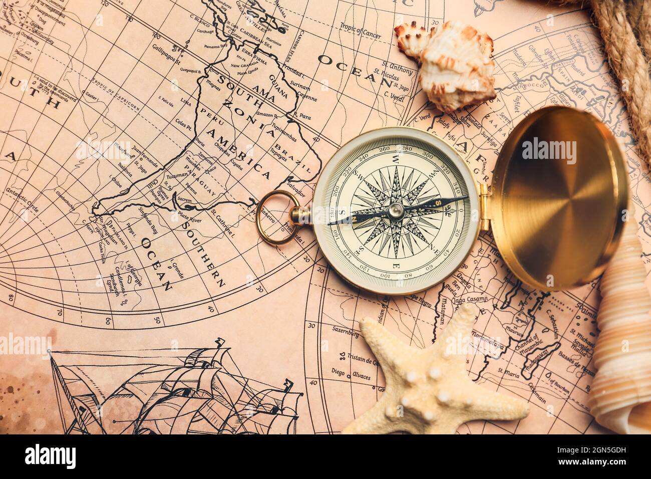 Old Sea Map Compass