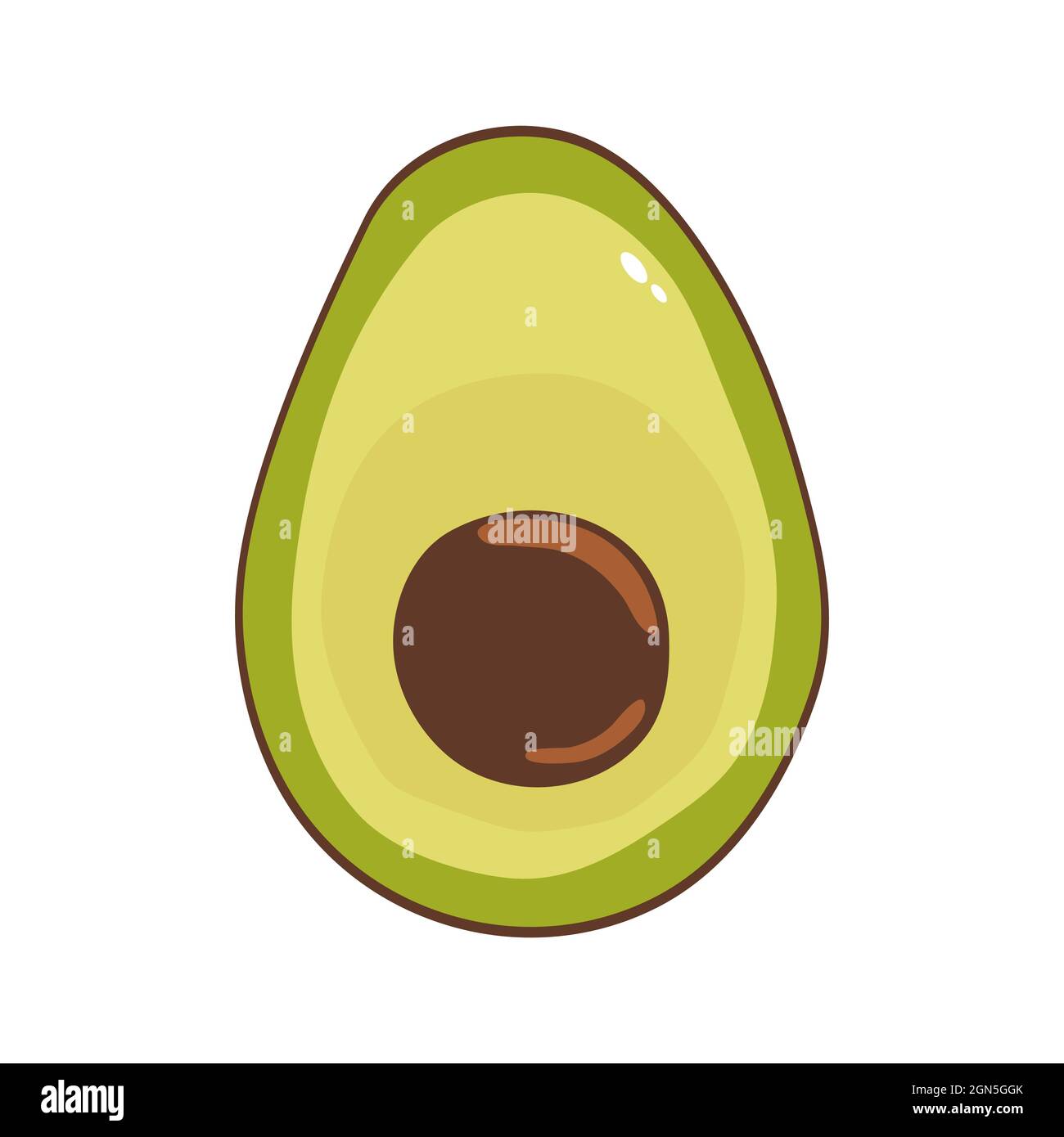 Avocado in cartoon style isolated on white background. Avocado vector ...