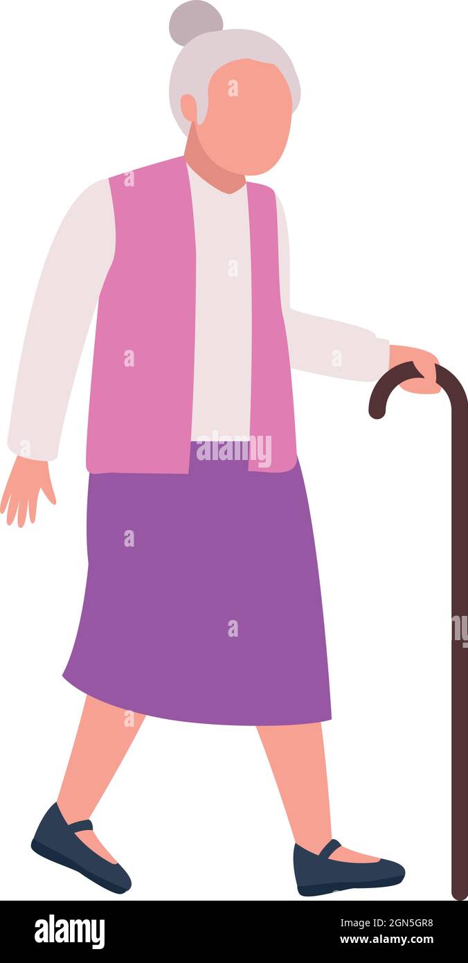 Elderly using walking stick Stock Vector Images - Alamy
