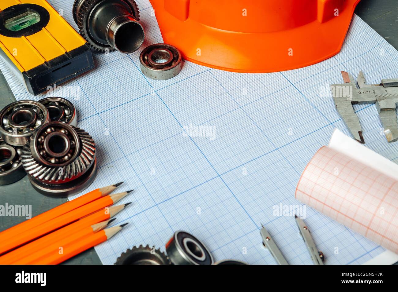 Car engineering tools top view on graph paper Stock Photo - Alamy