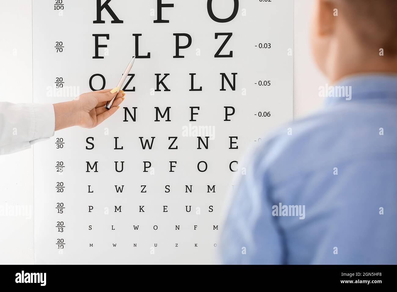 Little boy undergoing eye test in clinic Stock Photo - Alamy
