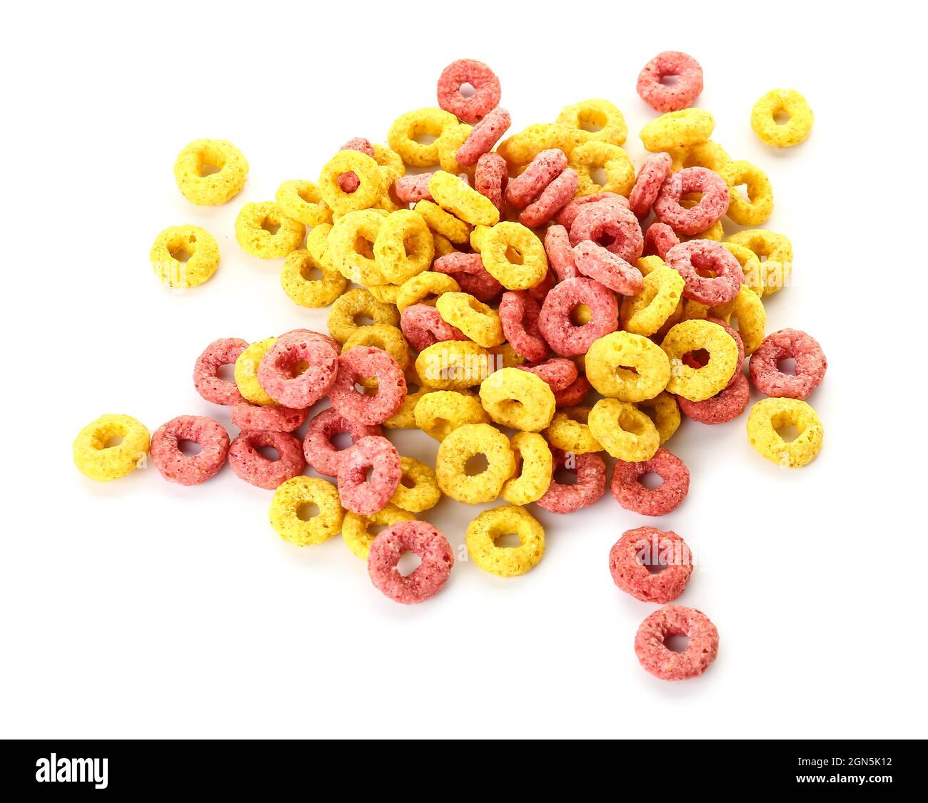 Pile of different corn rings on white background Stock Photo - Alamy
