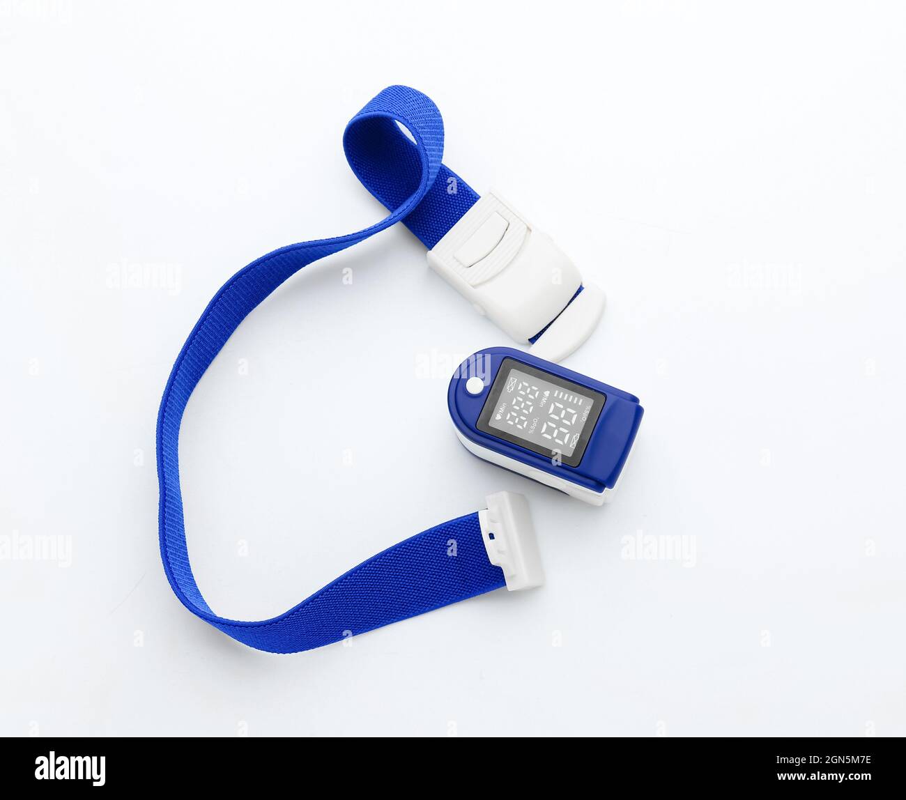 Pulse oximeter with lace on white background Stock Photo - Alamy
