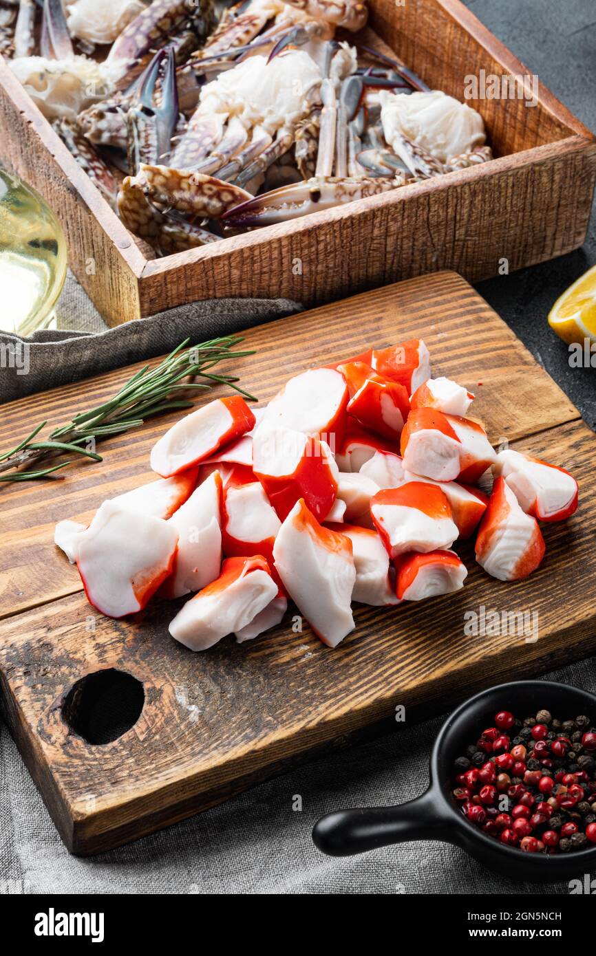 Asian snack surimi set, on gray background Stock Photo - Alamy