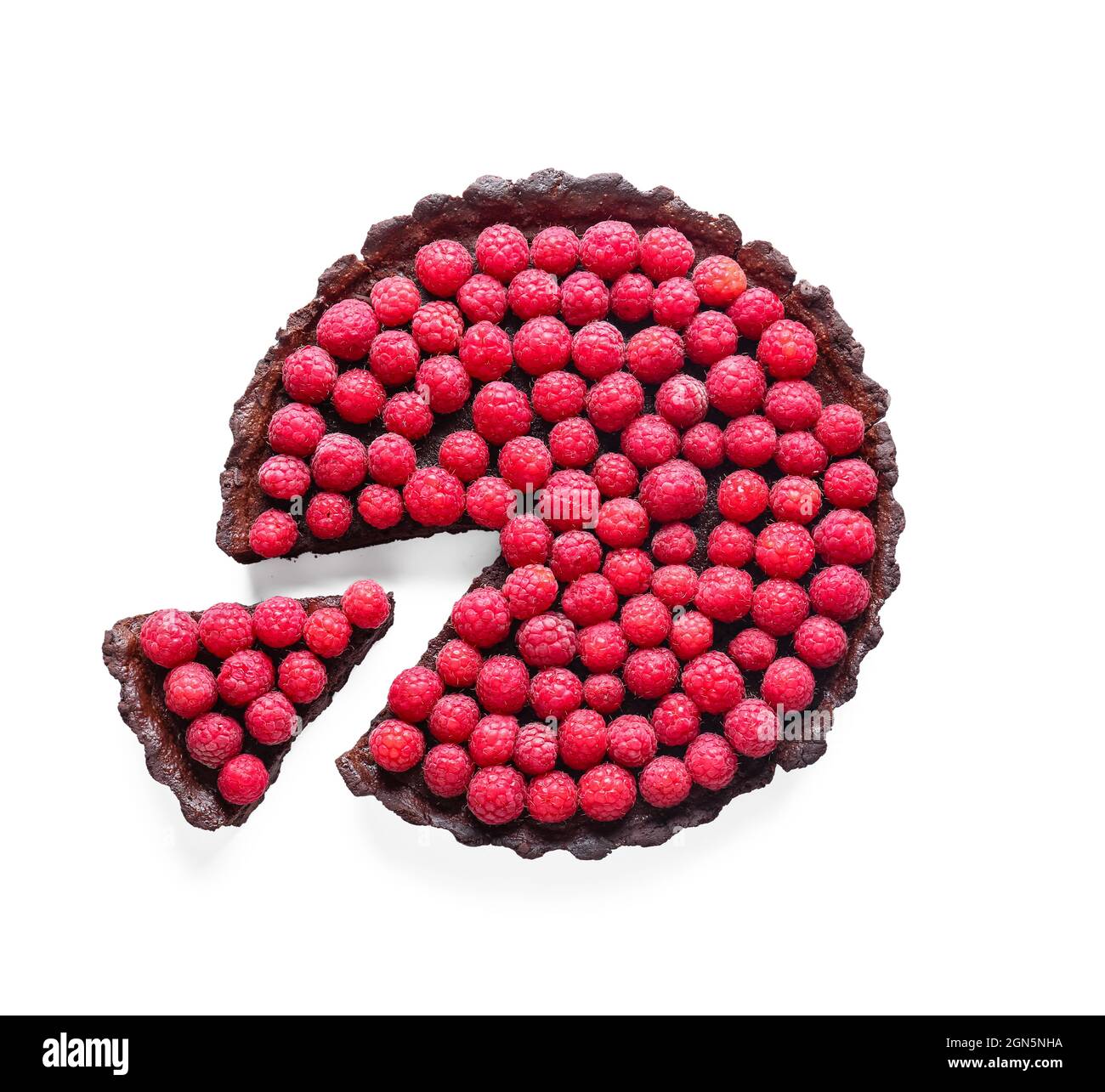 Tasty raspberry pie on white background Stock Photo - Alamy