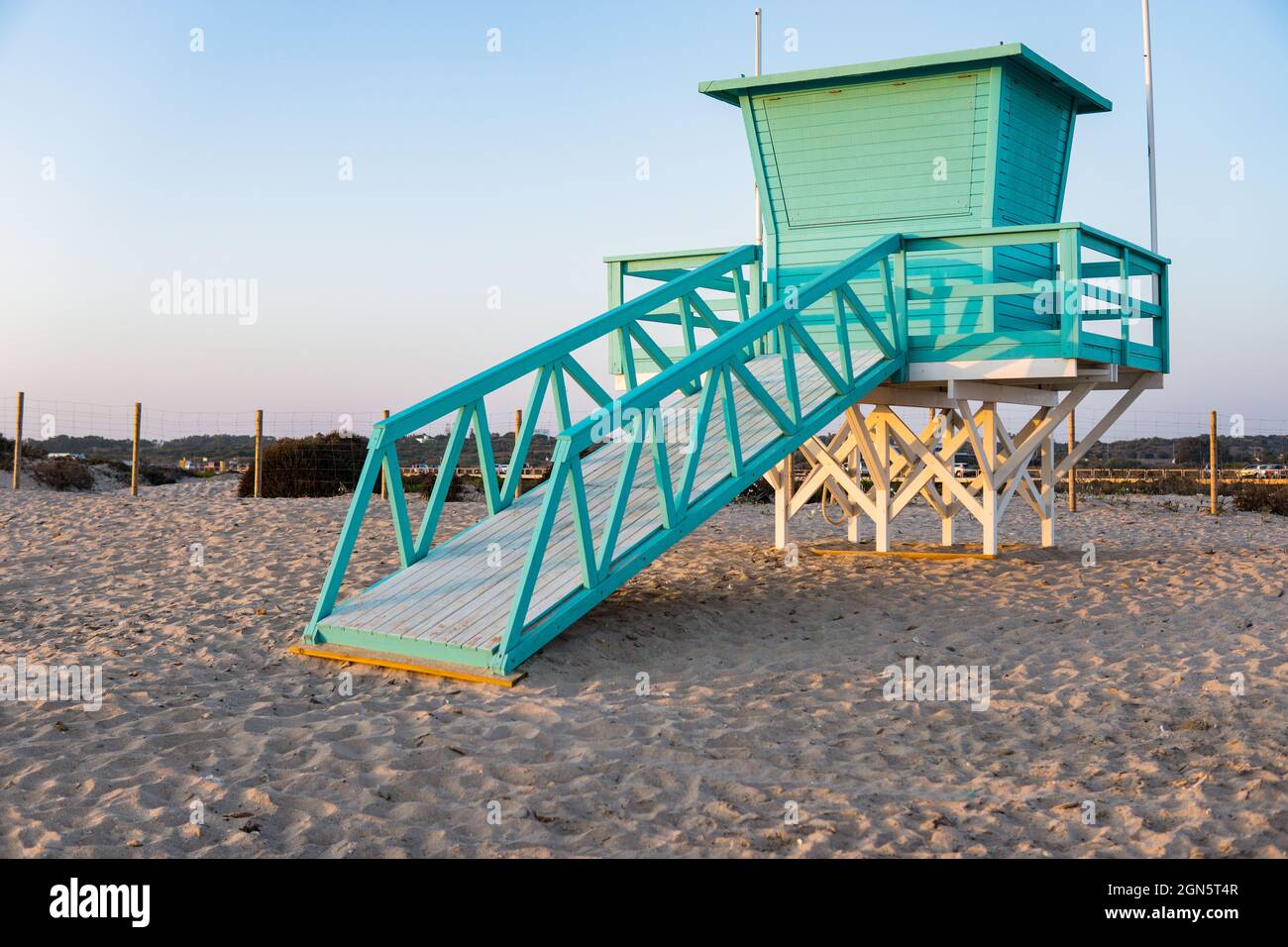 Lifeguard watch tower on a beach Stock Photo - Alamy