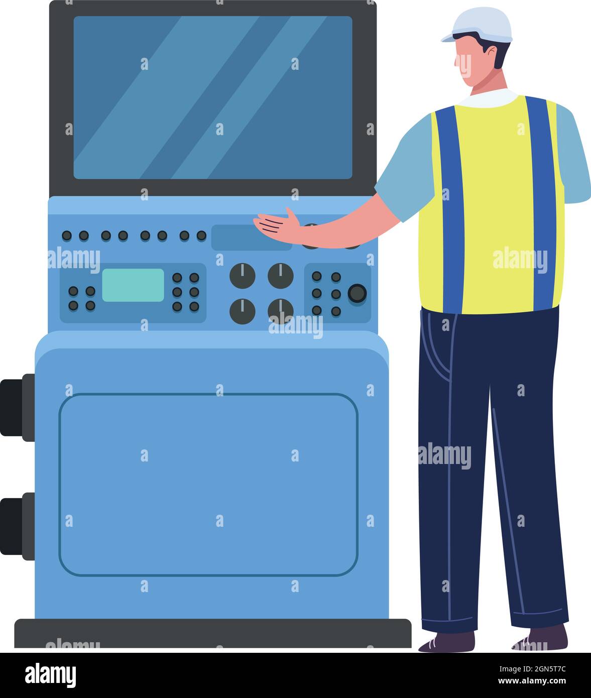 production worker operating machine Stock Vector Image & Art - Alamy