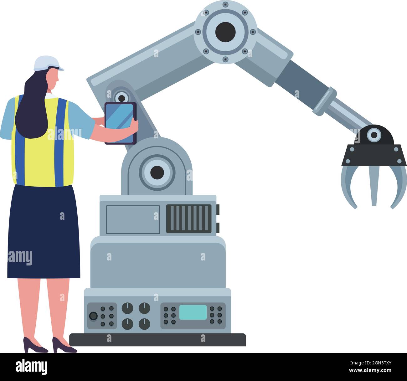 female production worker with robot Stock Vector Image & Art - Alamy