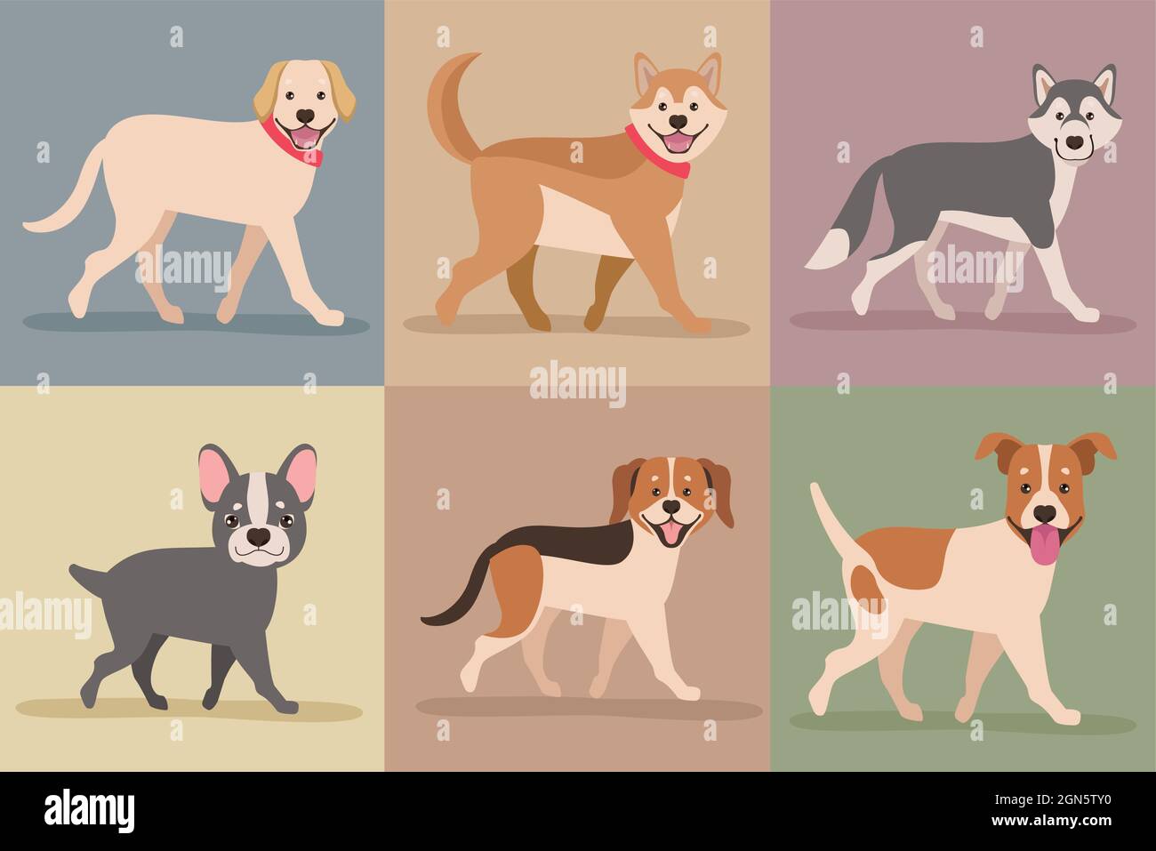 six dogs mascots Stock Vector Image & Art - Alamy