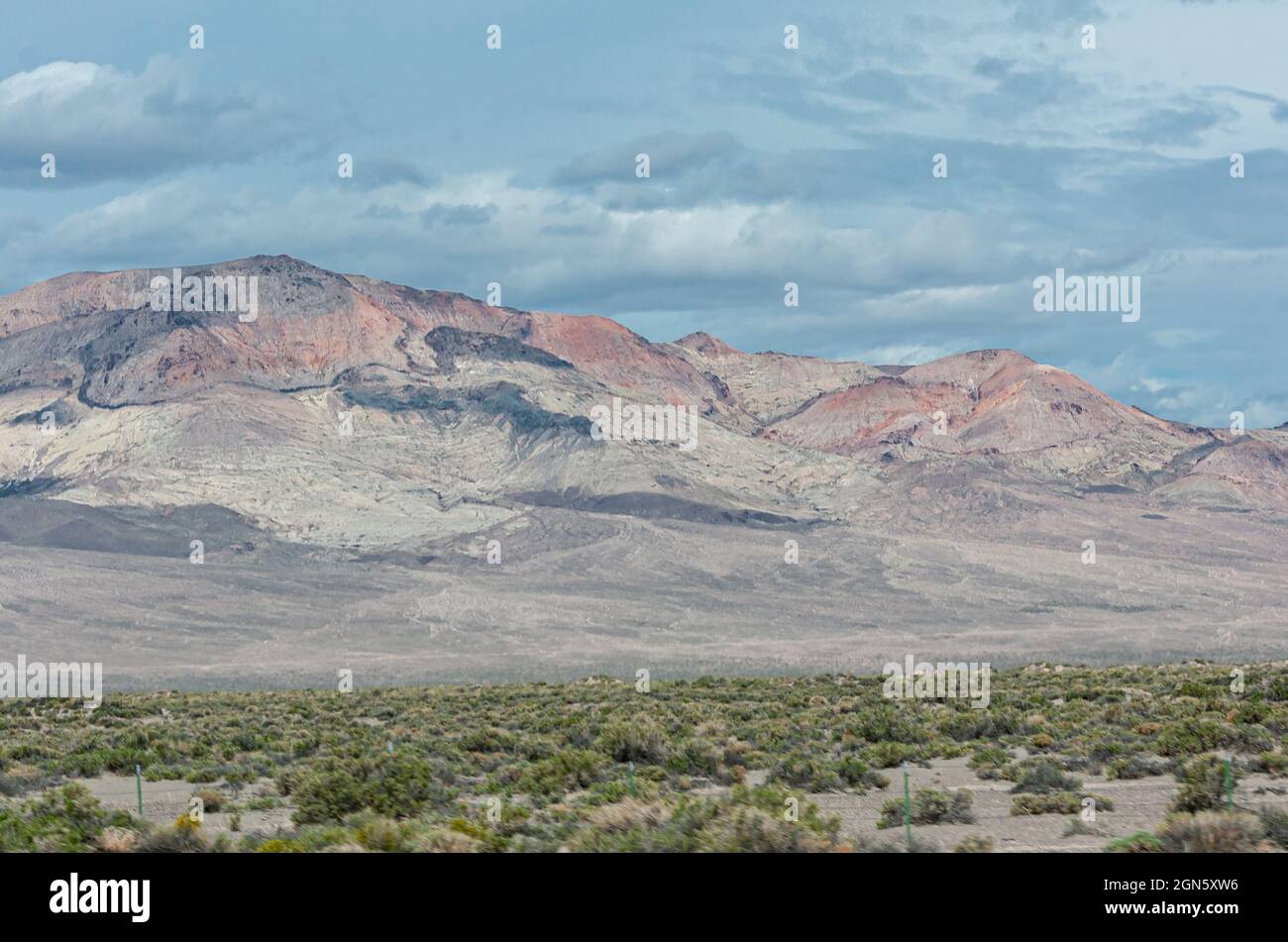 High Desert, Nevada, USA - May 17, 2011: Landscape with high mineral ...