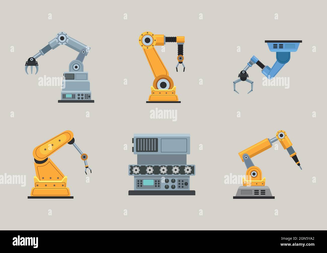 six production robotic machines Stock Vector Image & Art - Alamy
