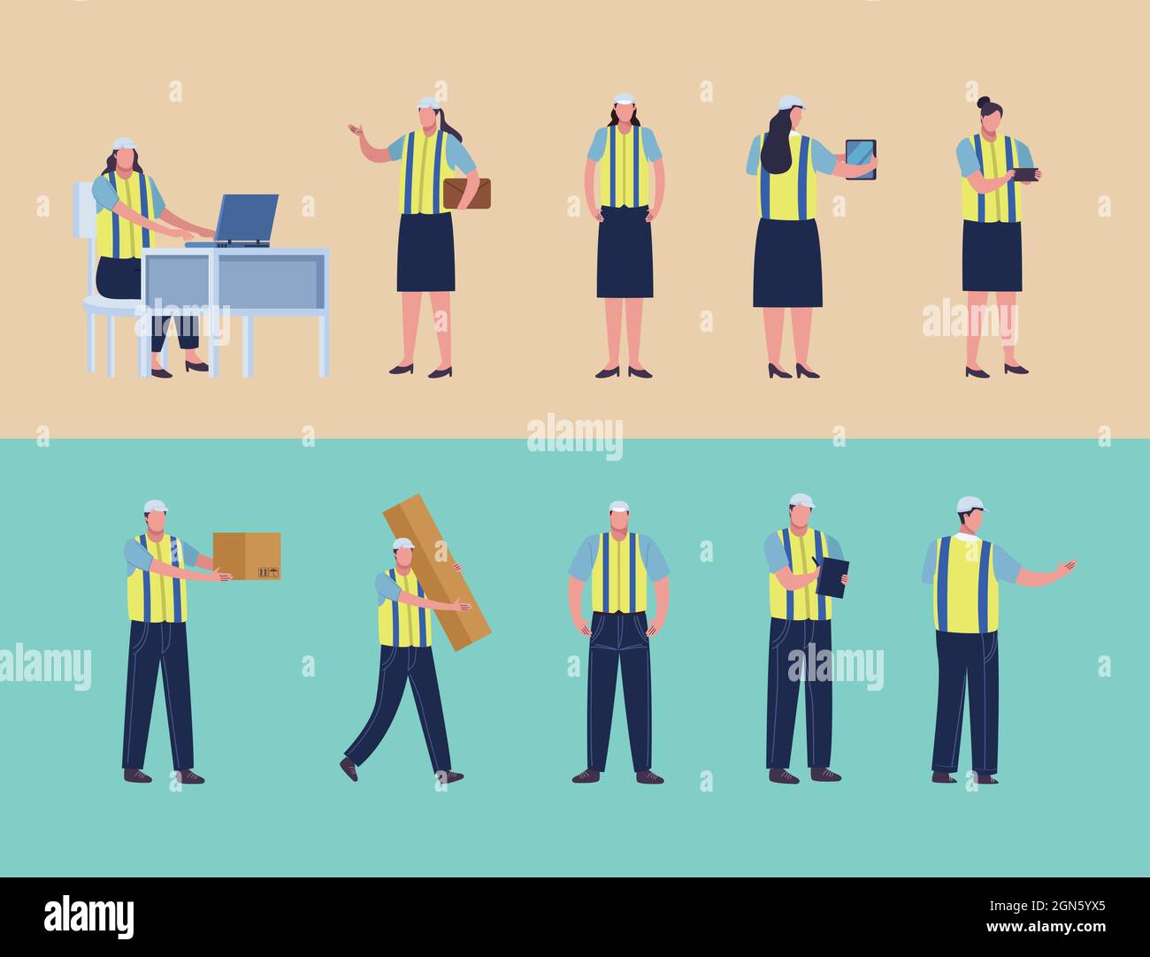 ten production workers Stock Vector Image & Art - Alamy